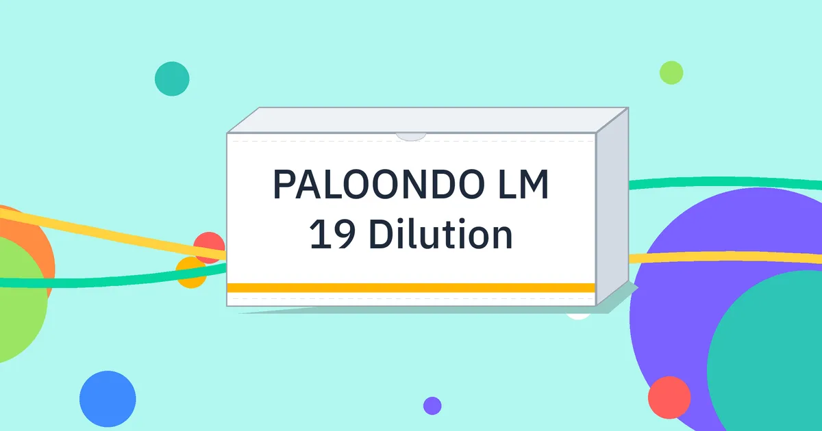 Symbolbild: Packung mit der Aufschrift PALOONDO LM 19 Dilution (PZN 13630429) – Verfügbarkeit und Bezug in Apotheken in Frankfurt am Main