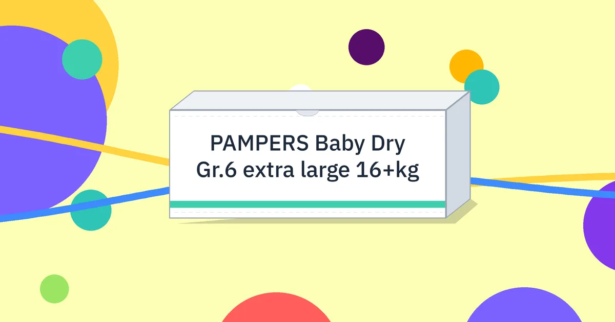 Symbolbild: Packung mit der Aufschrift PAMPERS Baby Dry Gr.6 extra large 16+kg (PZN 09007110) – Verfügbarkeit und Bezug in Apotheken in Frankfurt am Main