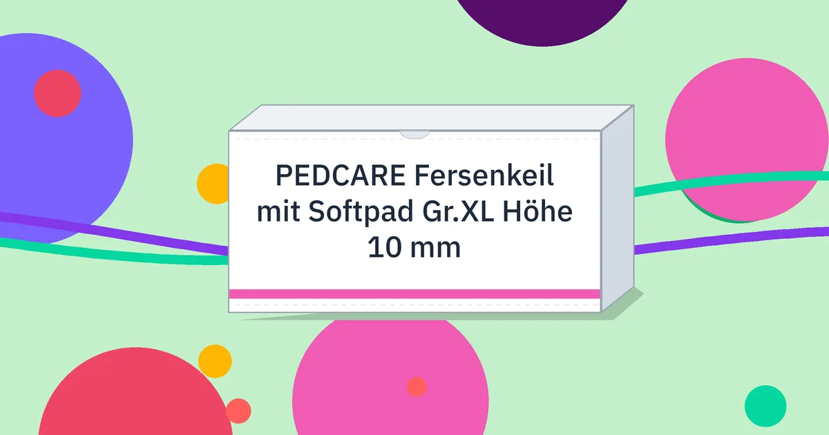 Symbolbild: Packung mit der Aufschrift PEDCARE Fersenkeil mit Softpad Gr.XL Höhe 10 mm (PZN 13964314) – Verfügbarkeit und Bezug in Apotheken in Frankfurt am Main