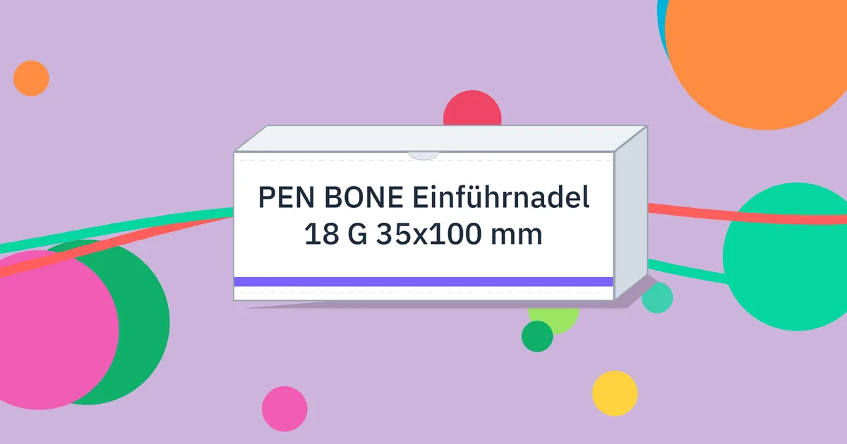 Symbolbild: Packung mit der Aufschrift PEN BONE Einführnadel 18 G 35x100 mm (PZN 16920599) – Verfügbarkeit und Bezug in Apotheken in Frankfurt am Main