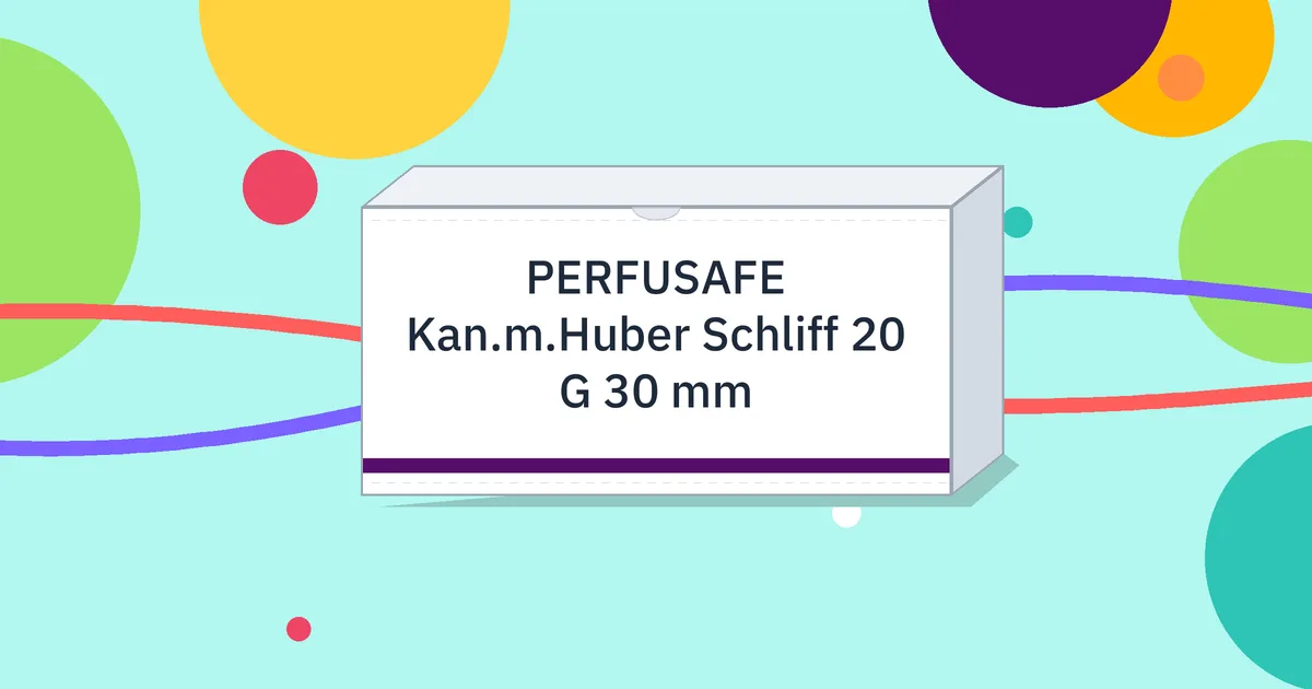 Symbolbild: Packung mit der Aufschrift PERFUSAFE Kan.m.Huber Schliff 20 G 30 mm (PZN 06556419) – Verfügbarkeit und Bezug in Apotheken in Frankfurt am Main