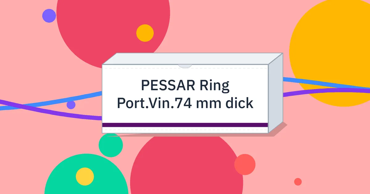 Symbolbild: Packung mit der Aufschrift PESSAR Ring Port.Vin.74 mm dick (PZN 01967454) – Verfügbarkeit und Bezug in Apotheken in Frankfurt am Main