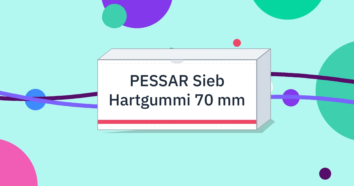 Symbolbild: Packung mit der Aufschrift PESSAR Sieb Hartgummi 70 mm (PZN 01734023) – Verfügbarkeit und Bezug in Apotheken in Frankfurt am Main