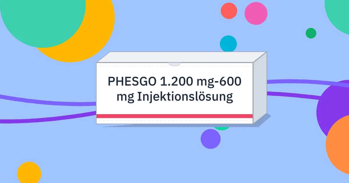 Symbolbild: Packung mit der Aufschrift PHESGO 1.200 mg-600 mg Injektionslösung (PZN 19449085) – Verfügbarkeit und Bezug in Apotheken in Frankfurt am Main