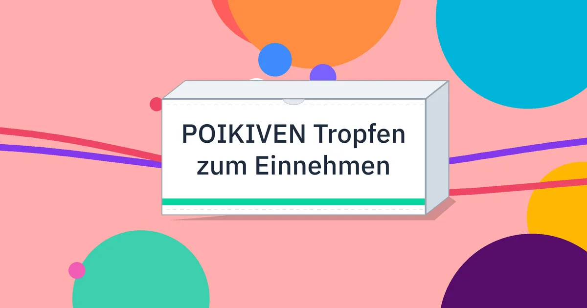 Symbolbild: Packung mit der Aufschrift POIKIVEN Tropfen zum Einnehmen (PZN 04879503) – Verfügbarkeit und Bezug in Apotheken in Frankfurt am Main