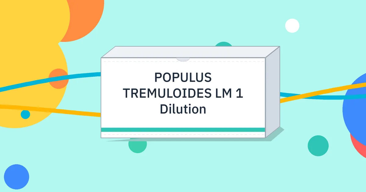 Symbolbild: Packung mit der Aufschrift POPULUS TREMULOIDES LM 1 Dilution (PZN 13664606) – Verfügbarkeit und Bezug in Apotheken in Frankfurt am Main