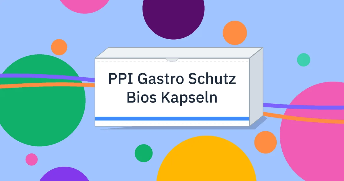 Symbolbild: Packung mit der Aufschrift PPI Gastro Schutz Bios Kapseln (PZN 17822775) – Verfügbarkeit und Bezug in Apotheken in Frankfurt am Main