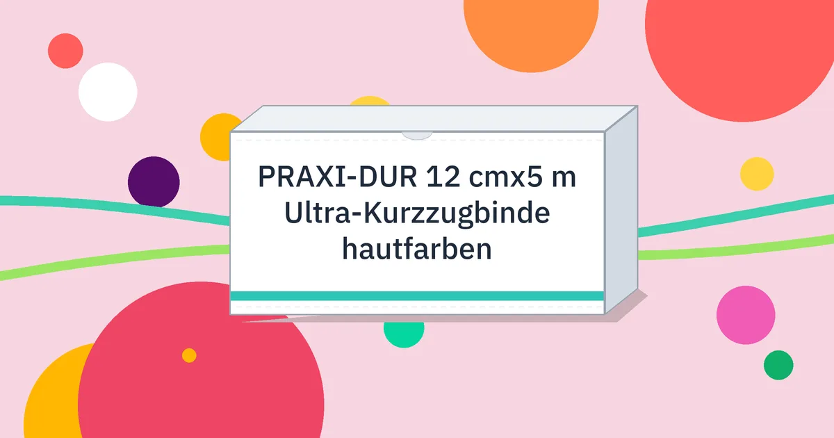 Symbolbild: Packung mit der Aufschrift PRAXI-DUR 12 cmx5 m Ultra-Kurzzugbinde hautfarben (PZN 12825668) – Verfügbarkeit und Bezug in Apotheken in Frankfurt am Main