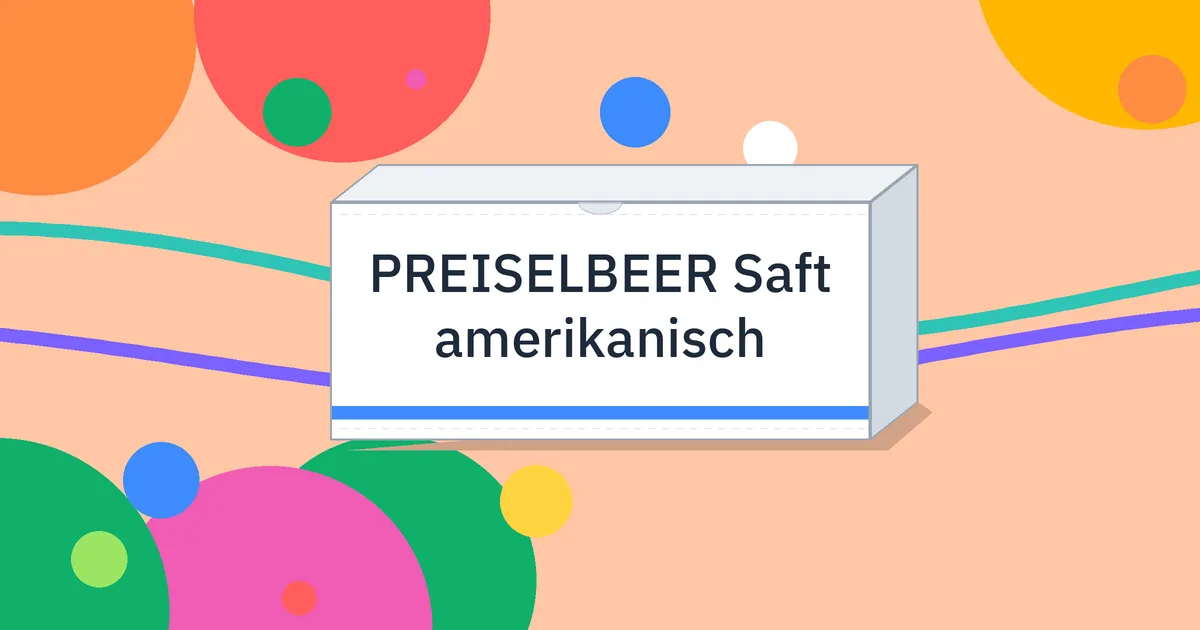 Symbolbild: Packung mit der Aufschrift PREISELBEER Saft amerikanisch (PZN 03676465) – Verfügbarkeit und Bezug in Apotheken in Frankfurt am Main