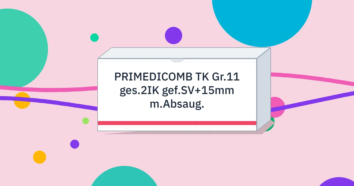 Symbolbild: Packung mit der Aufschrift PRIMEDICOMB TK Gr.11 ges.2IK gef.SV+15mm m.Absaug. (PZN 10282620) – Verfügbarkeit und Bezug in Apotheken in Frankfurt am Main
