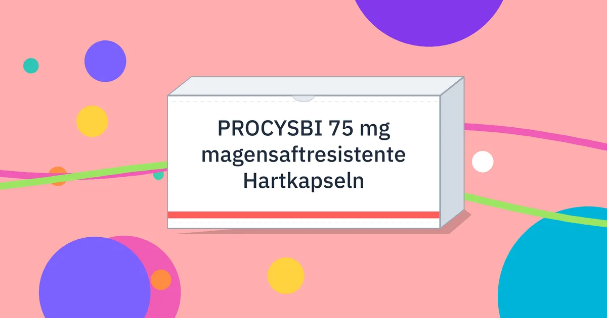 Symbolbild: Packung mit der Aufschrift PROCYSBI 75 mg magensaftresistente Hartkapseln (PZN 18833108) – Verfügbarkeit und Bezug in Apotheken in Frankfurt am Main