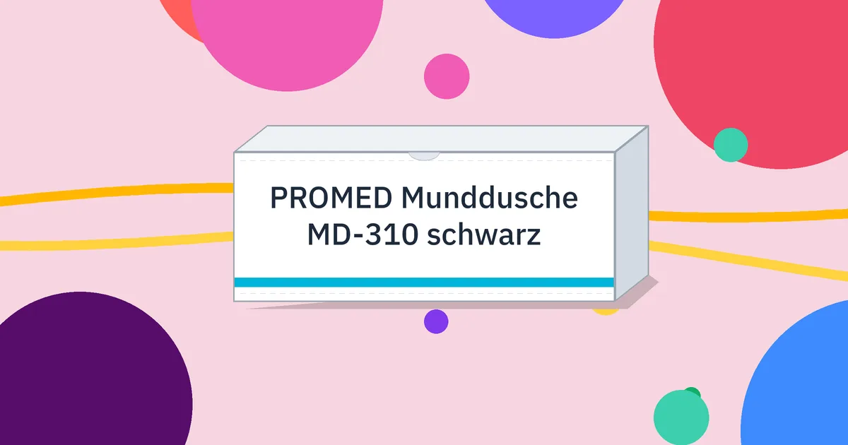 Symbolbild: Packung mit der Aufschrift PROMED Munddusche MD-310 schwarz (PZN 20837711) – Verfügbarkeit und Bezug in Apotheken in Frankfurt am Main