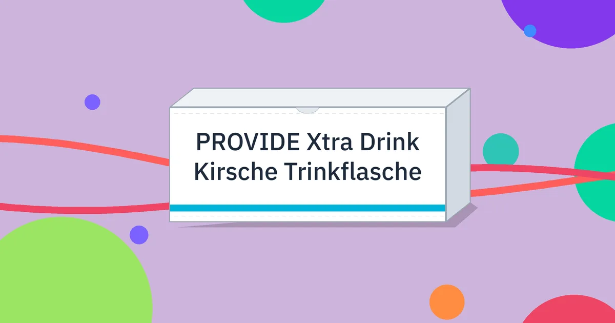 Symbolbild: Packung mit der Aufschrift PROVIDE Xtra Drink Kirsche Trinkflasche (PZN 00089141) – Verfügbarkeit und Bezug in Apotheken in Frankfurt am Main