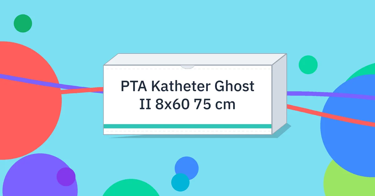 Symbolbild: Packung mit der Aufschrift PTA Katheter Ghost II 8x60 75 cm (PZN 00137147) – Verfügbarkeit und Bezug in Apotheken in Frankfurt am Main