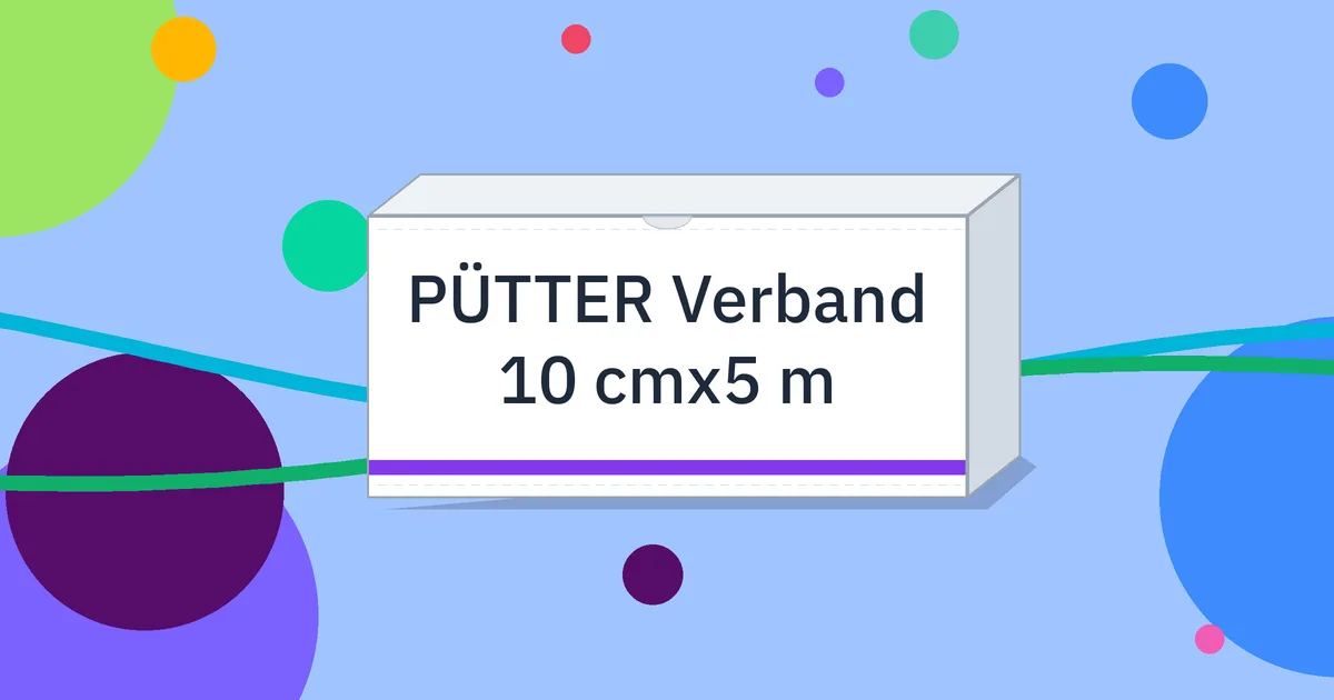 Symbolbild: Packung mit der Aufschrift PÜTTER Verband 10 cmx5 m (PZN 00844815) – Verfügbarkeit und Bezug in Apotheken in Frankfurt am Main