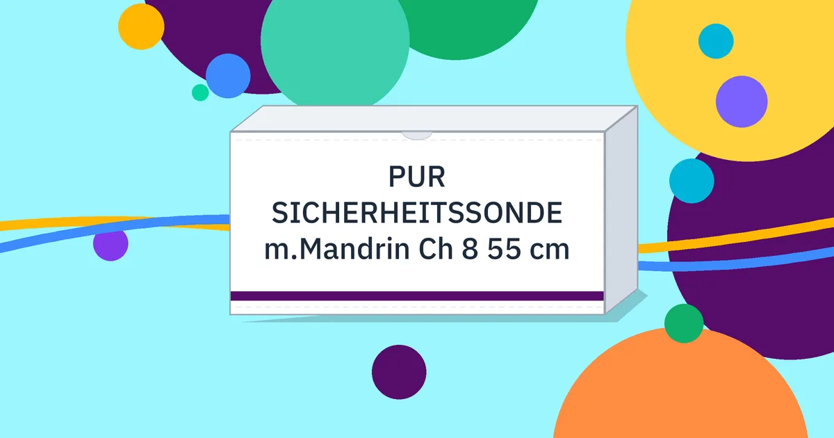 Symbolbild: Packung mit der Aufschrift PUR SICHERHEITSSONDE m.Mandrin Ch 8 55 cm (PZN 13230109) – Verfügbarkeit und Bezug in Apotheken in Frankfurt am Main
