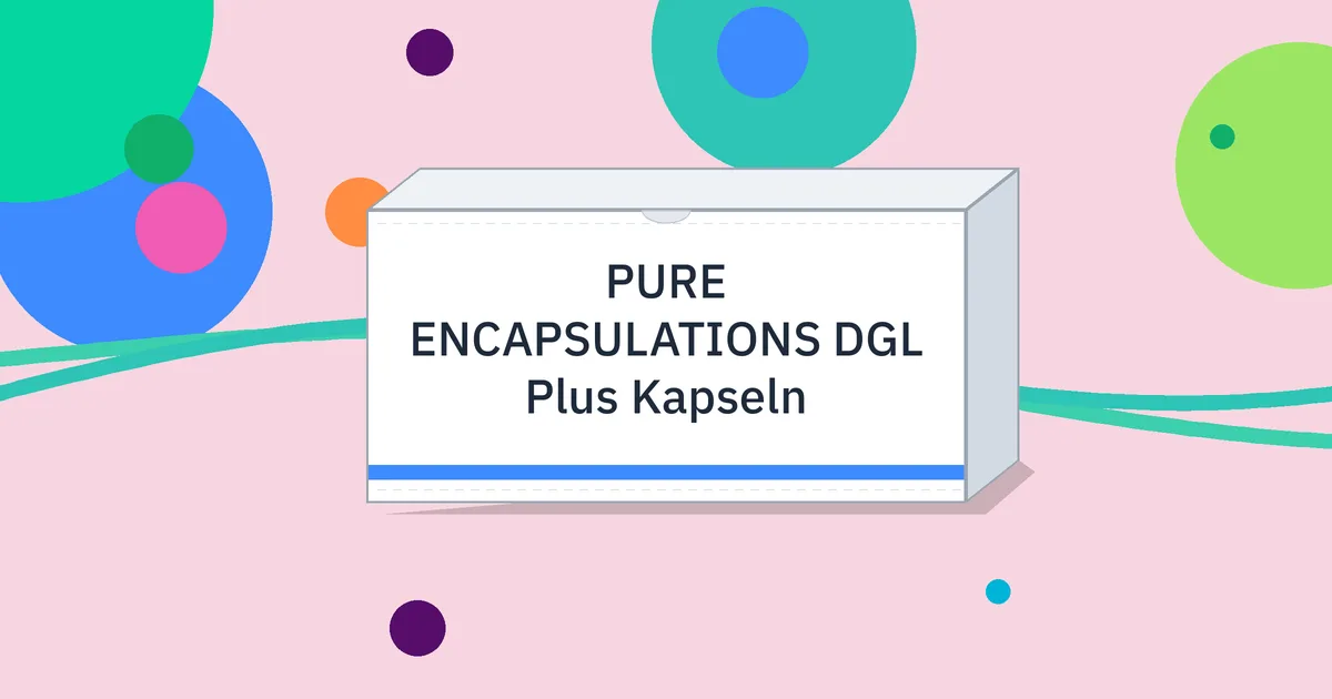 Symbolbild: Packung mit der Aufschrift PURE ENCAPSULATIONS DGL Plus Kapseln (PZN 00064715) – Verfügbarkeit und Bezug in Apotheken in Frankfurt am Main