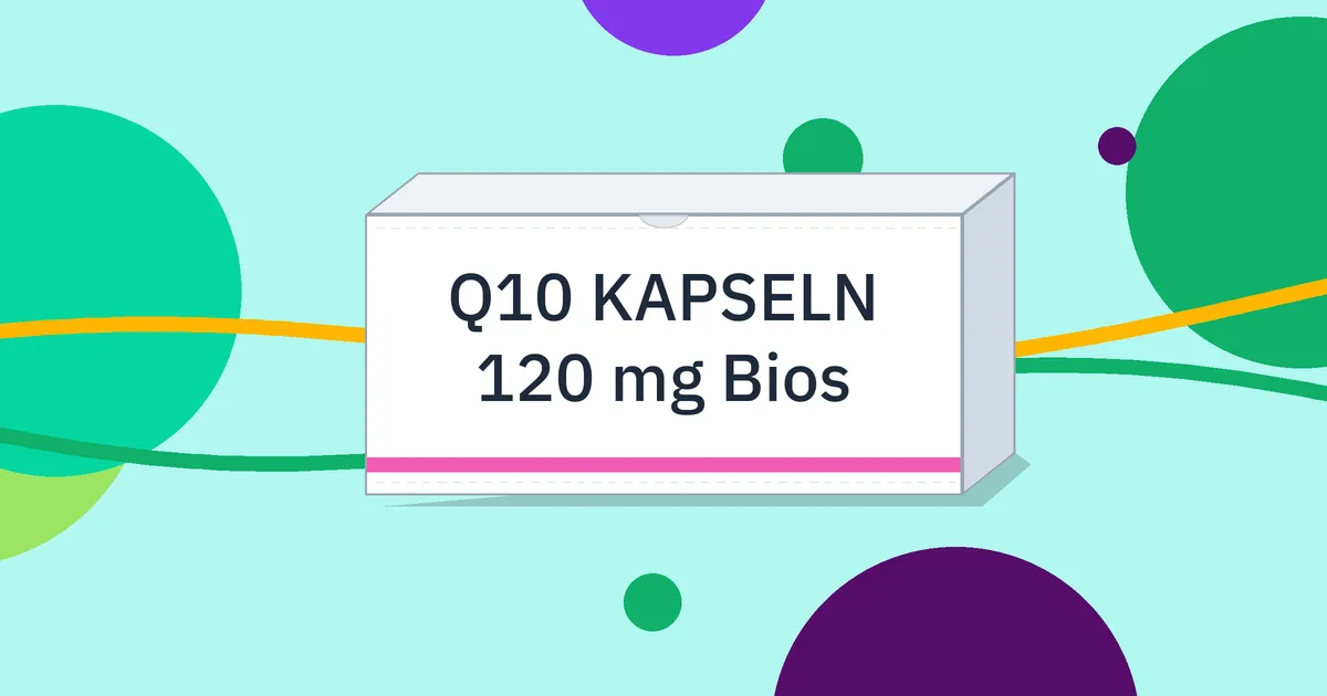 Symbolbild: Packung mit der Aufschrift Q10 KAPSELN 120 mg Bios (PZN 04038287) – Verfügbarkeit und Bezug in Apotheken in Frankfurt am Main