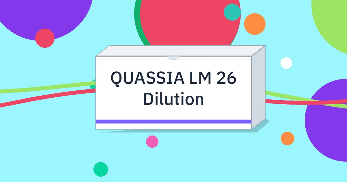 Symbolbild: Packung mit der Aufschrift QUASSIA LM 26 Dilution (PZN 13673373) – Verfügbarkeit und Bezug in Apotheken in Frankfurt am Main