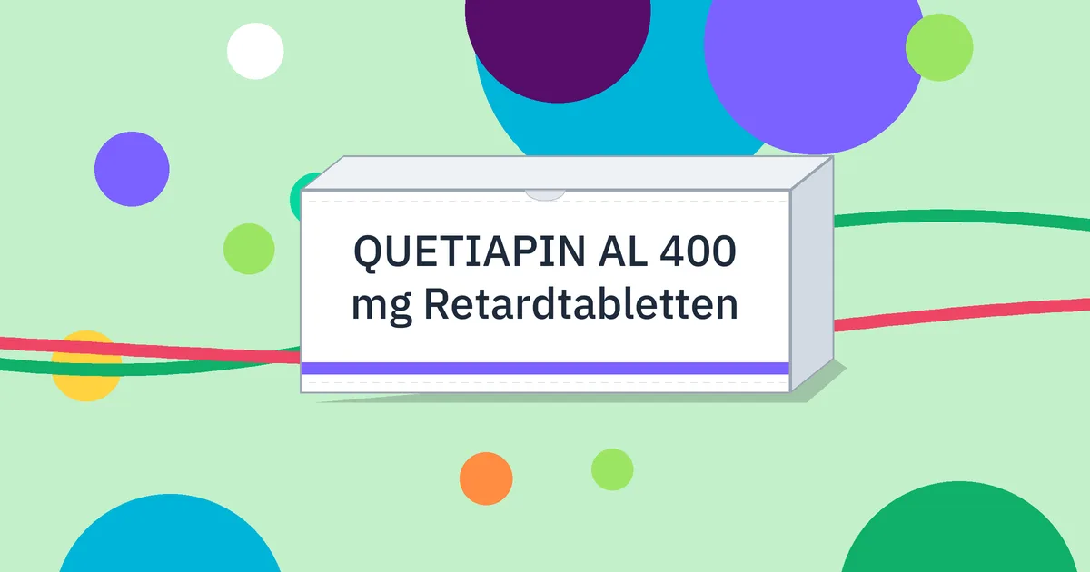 Symbolbild: Packung mit der Aufschrift QUETIAPIN AL 400 mg Retardtabletten (PZN 09745397) – Verfügbarkeit und Bezug in Apotheken in Frankfurt am Main
