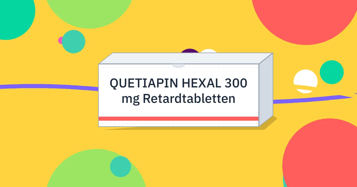 Symbolbild: Packung mit der Aufschrift QUETIAPIN HEXAL 300 mg Retardtabletten (PZN 09637710) – Verfügbarkeit und Bezug in Apotheken in Frankfurt am Main