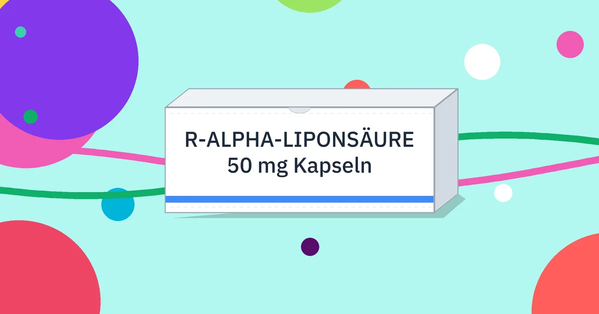 Symbolbild: Packung mit der Aufschrift R-ALPHA-LIPONSÄURE 50 mg Kapseln (PZN 13598944) – Verfügbarkeit und Bezug in Apotheken in Frankfurt am Main