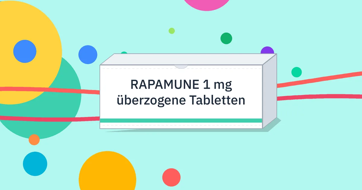 Symbolbild: Packung mit der Aufschrift RAPAMUNE 1 mg überzogene Tabletten (PZN 01586723) – Verfügbarkeit und Bezug in Apotheken in Frankfurt am Main