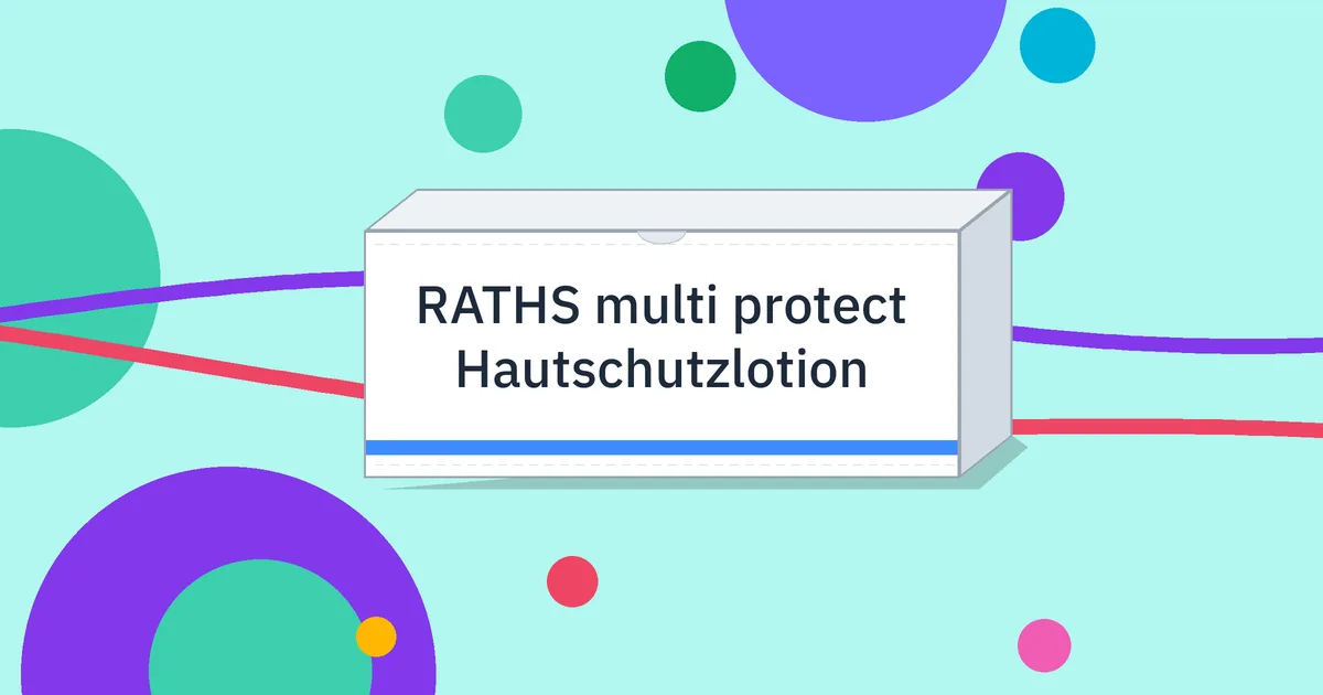 Symbolbild: Packung mit der Aufschrift RATHS multi protect Hautschutzlotion (PZN 16708296) – Verfügbarkeit und Bezug in Apotheken in Frankfurt am Main