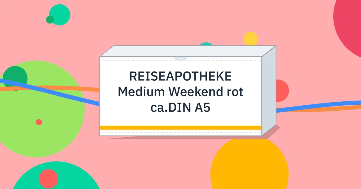 Symbolbild: Packung mit der Aufschrift REISEAPOTHEKE Medium Weekend rot ca.DIN A5 (PZN 05519416) – Verfügbarkeit und Bezug in Apotheken in Frankfurt am Main