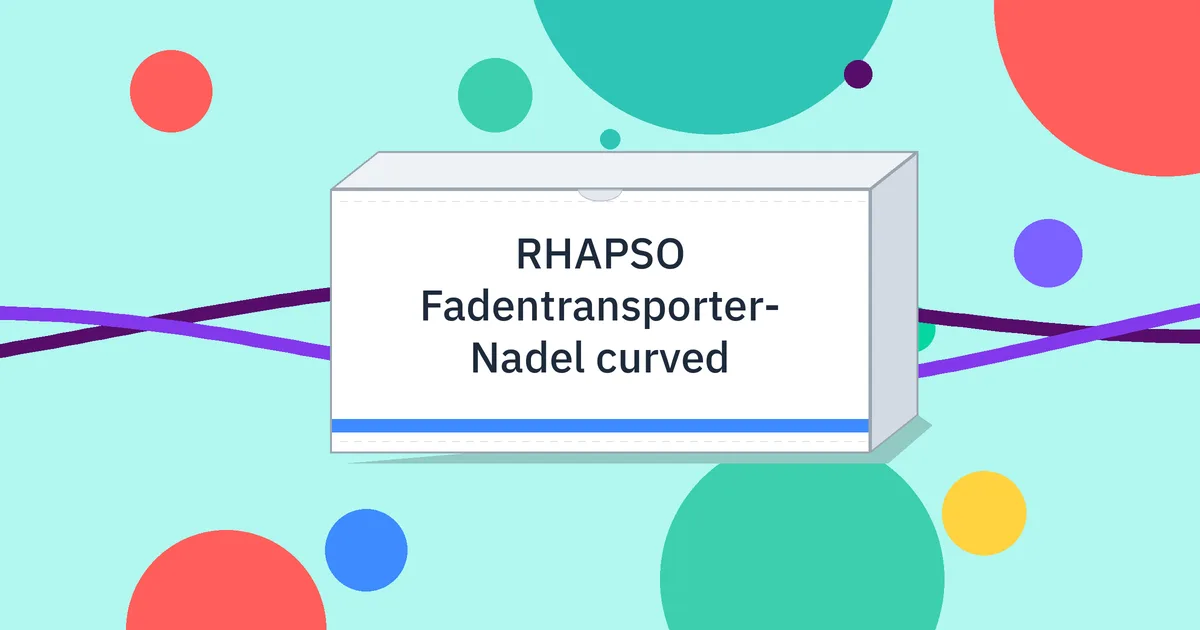 Symbolbild: Packung mit der Aufschrift RHAPSO Fadentransporter-Nadel curved (PZN 20822661) – Verfügbarkeit und Bezug in Apotheken in Frankfurt am Main