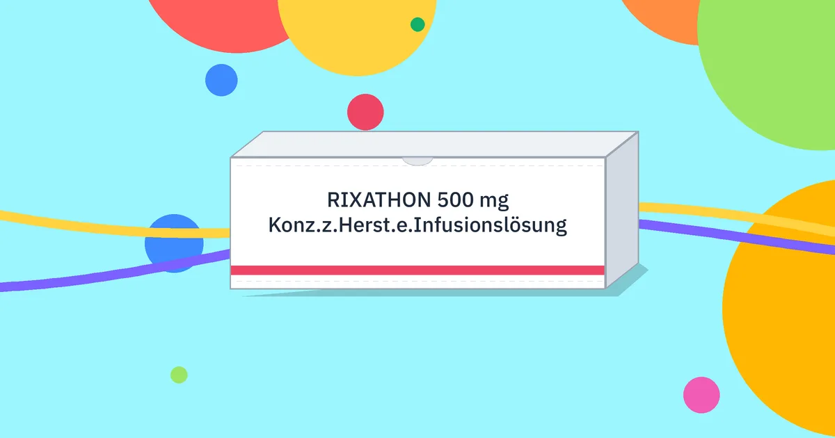 Symbolbild: Packung mit der Aufschrift RIXATHON 500 mg Konz.z.Herst.e.Infusionslösung (PZN 14398532) – Verfügbarkeit und Bezug in Apotheken in Frankfurt am Main