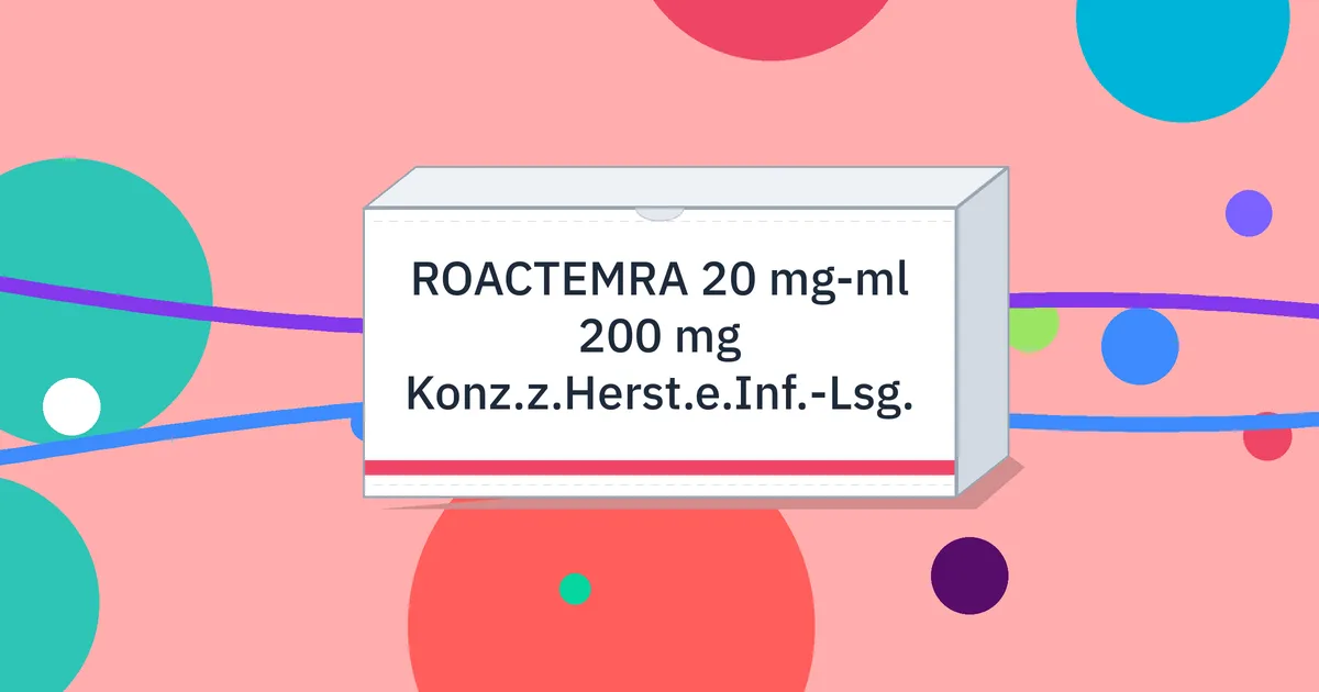 Symbolbild: Packung mit der Aufschrift ROACTEMRA 20 mg-ml 200 mg Konz.z.Herst.e.Inf.-Lsg. (PZN 09731917) – Verfügbarkeit und Bezug in Apotheken in Frankfurt am Main