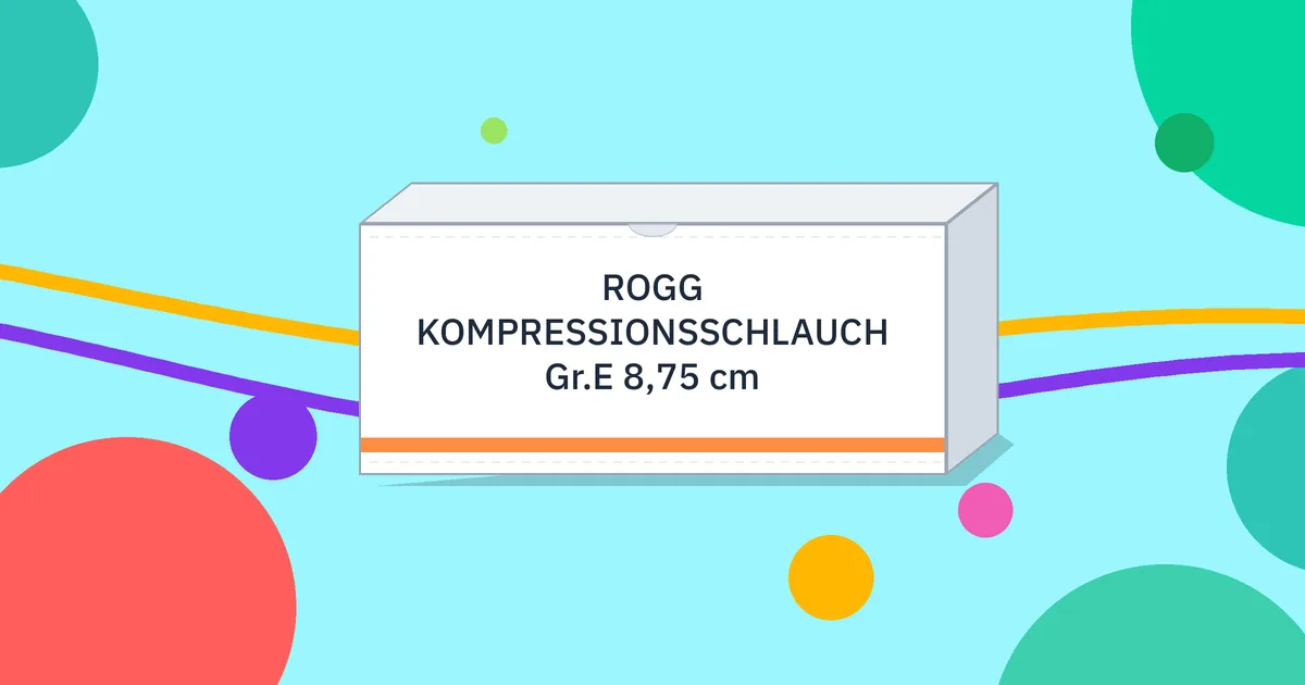 Symbolbild: Packung mit der Aufschrift ROGG KOMPRESSIONSSCHLAUCH Gr.E 8,75 cm (PZN 05963269) – Verfügbarkeit und Bezug in Apotheken in Frankfurt am Main
