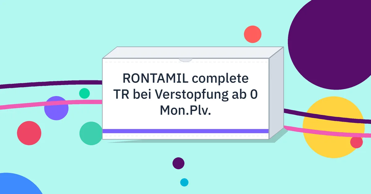 Symbolbild: Packung mit der Aufschrift RONTAMIL complete TR bei Verstopfung ab 0 Mon.Plv. (PZN 16160728) – Verfügbarkeit und Bezug in Apotheken in Frankfurt am Main