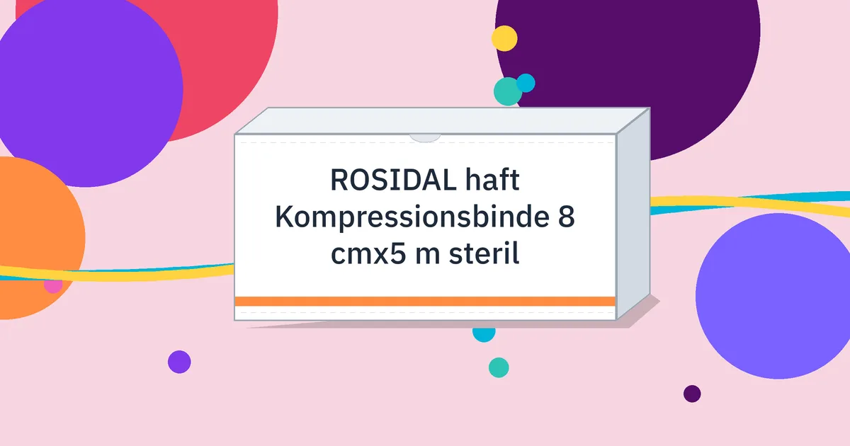 Symbolbild: Packung mit der Aufschrift ROSIDAL haft Kompressionsbinde 8 cmx5 m steril (PZN 17851297) – Verfügbarkeit und Bezug in Apotheken in Frankfurt am Main