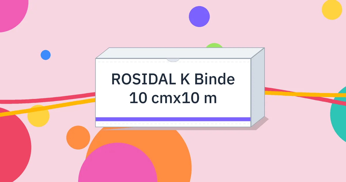 Symbolbild: Packung mit der Aufschrift ROSIDAL K Binde 10 cmx10 m (PZN 19376506) – Verfügbarkeit und Bezug in Apotheken in Frankfurt am Main