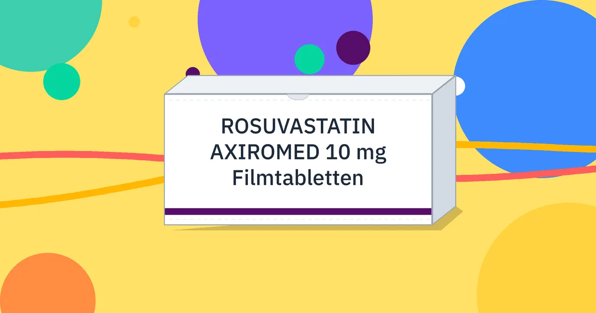 Symbolbild: Packung mit der Aufschrift ROSUVASTATIN AXIROMED 10 mg Filmtabletten (PZN 13705104) – Verfügbarkeit und Bezug in Apotheken in Frankfurt am Main