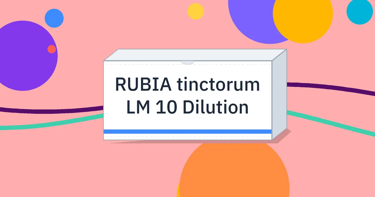 Symbolbild: Packung mit der Aufschrift RUBIA tinctorum LM 10 Dilution (PZN 13056723) – Verfügbarkeit und Bezug in Apotheken in Frankfurt am Main