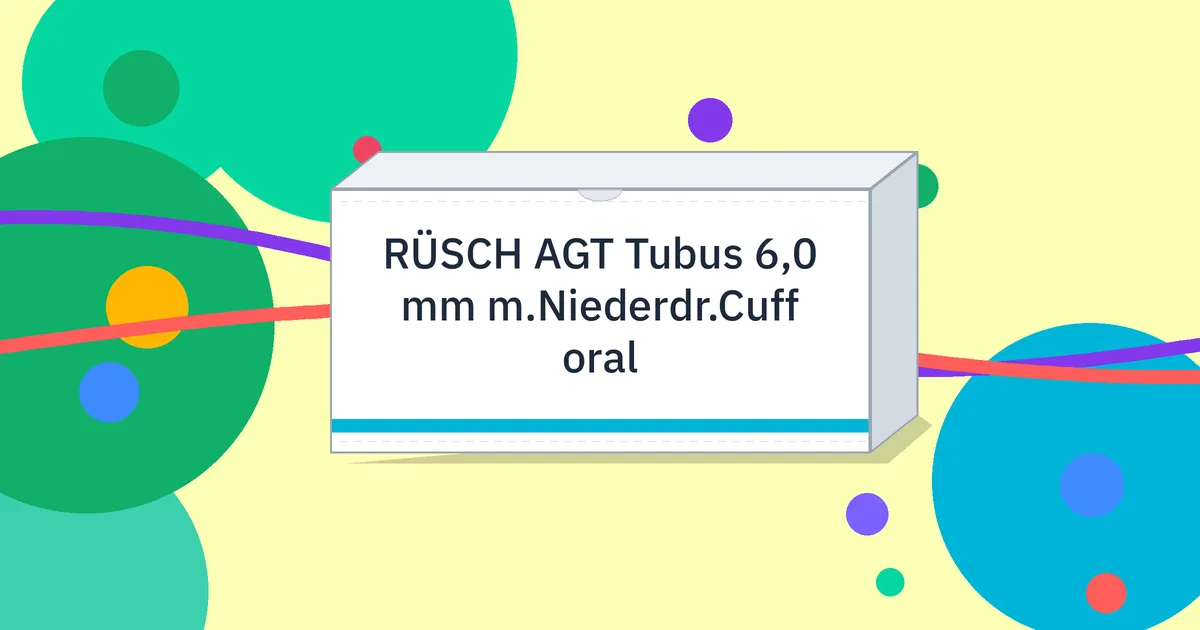 Symbolbild: Packung mit der Aufschrift RÜSCH AGT Tubus 6,0 mm m.Niederdr.Cuff oral (PZN 06636609) – Verfügbarkeit und Bezug in Apotheken in Frankfurt am Main