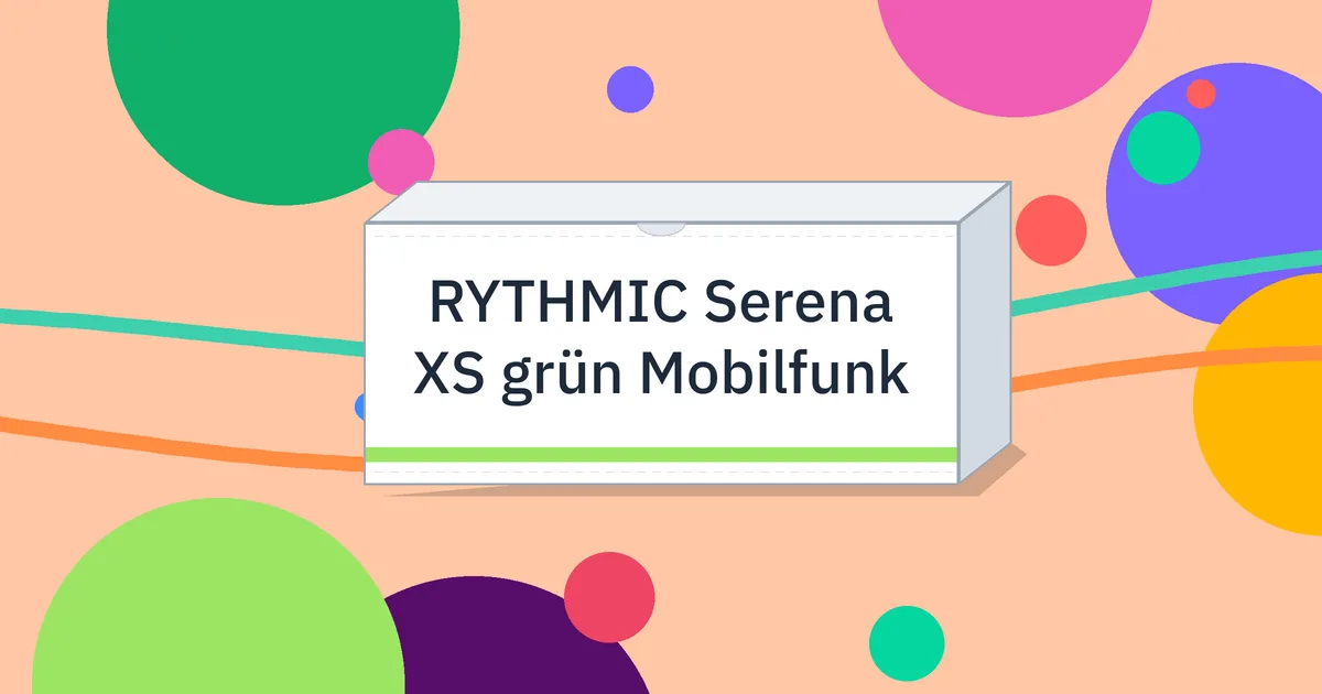 Symbolbild: Packung mit der Aufschrift RYTHMIC Serena XS grün Mobilfunk (PZN 18786691) – Verfügbarkeit und Bezug in Apotheken in Frankfurt am Main