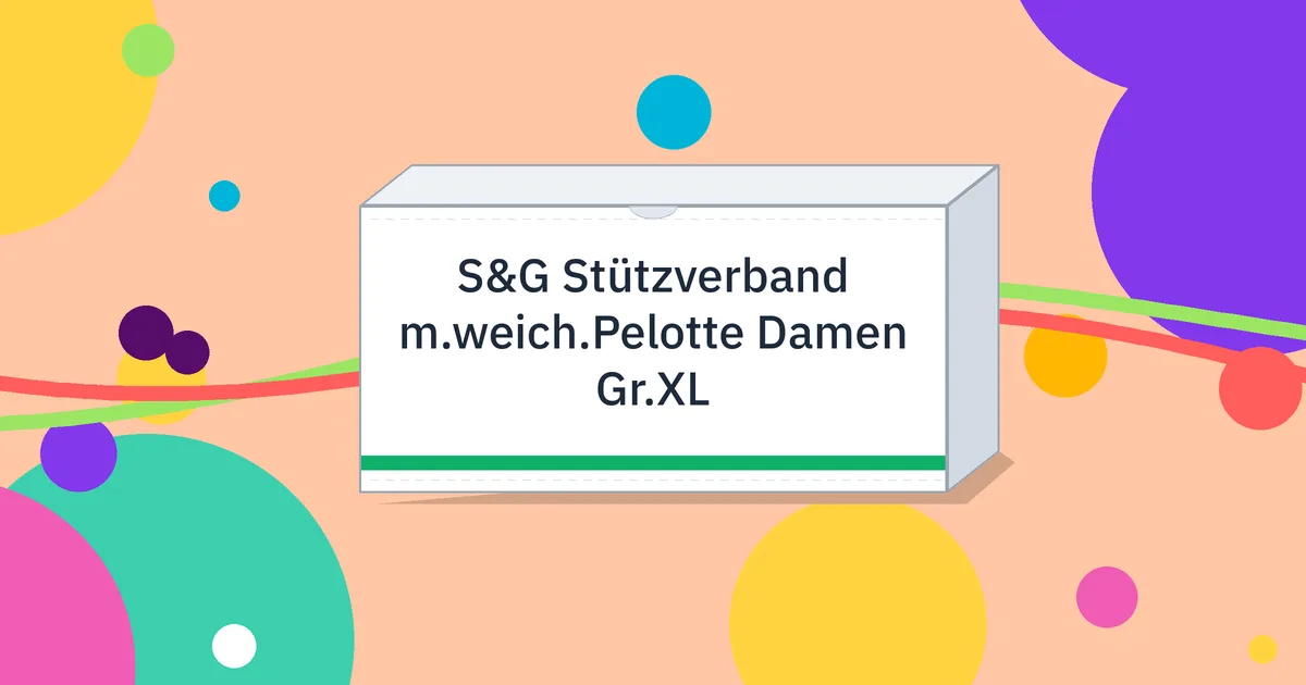 Symbolbild: Packung mit der Aufschrift S&G Stützverband m.weich.Pelotte Damen Gr.XL (PZN 05044775) – Verfügbarkeit und Bezug in Apotheken in Frankfurt am Main