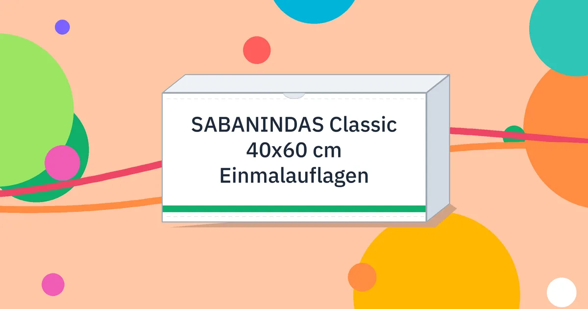 Symbolbild: Packung mit der Aufschrift SABANINDAS Classic 40x60 cm Einmalauflagen (PZN 18812945) – Verfügbarkeit und Bezug in Apotheken in Frankfurt am Main
