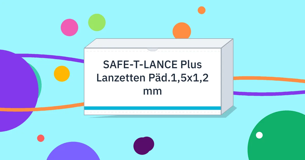Symbolbild: Packung mit der Aufschrift SAFE-T-LANCE Plus Lanzetten Päd.1,5x1,2 mm (PZN 13981146) – Verfügbarkeit und Bezug in Apotheken in Frankfurt am Main
