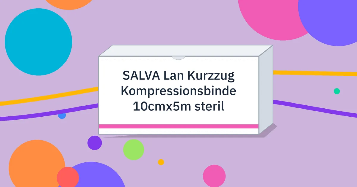Symbolbild: Packung mit der Aufschrift SALVA Lan Kurzzug Kompressionsbinde 10cmx5m steril (PZN 19768838) – Verfügbarkeit und Bezug in Apotheken in Frankfurt am Main