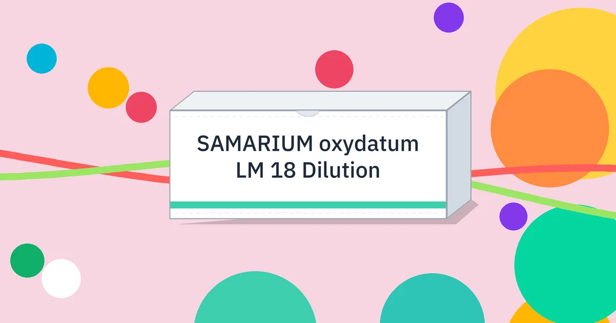 Symbolbild: Packung mit der Aufschrift SAMARIUM oxydatum LM 18 Dilution (PZN 13682739) – Verfügbarkeit und Bezug in Apotheken in Frankfurt am Main