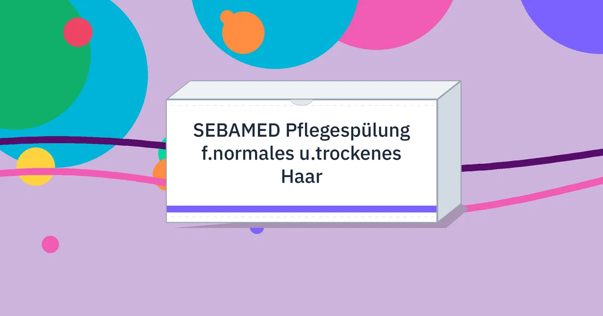 Symbolbild: Packung mit der Aufschrift SEBAMED Pflegespülung f.normales u.trockenes Haar (PZN 15740056) – Verfügbarkeit und Bezug in Apotheken in Frankfurt am Main