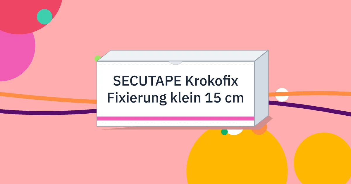 Symbolbild: Packung mit der Aufschrift SECUTAPE Krokofix Fixierung klein 15 cm (PZN 19980142) – Verfügbarkeit und Bezug in Apotheken in Frankfurt am Main