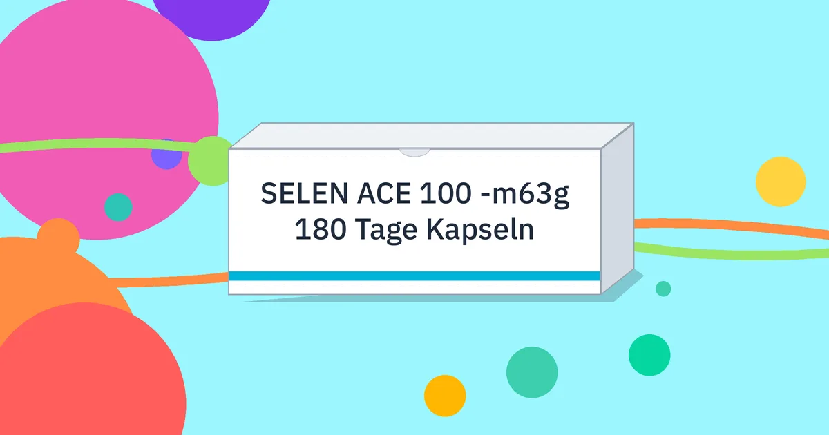 Symbolbild: Packung mit der Aufschrift SELEN ACE 100 -m63g 180 Tage Kapseln (PZN 02883593) – Verfügbarkeit und Bezug in Apotheken in Frankfurt am Main