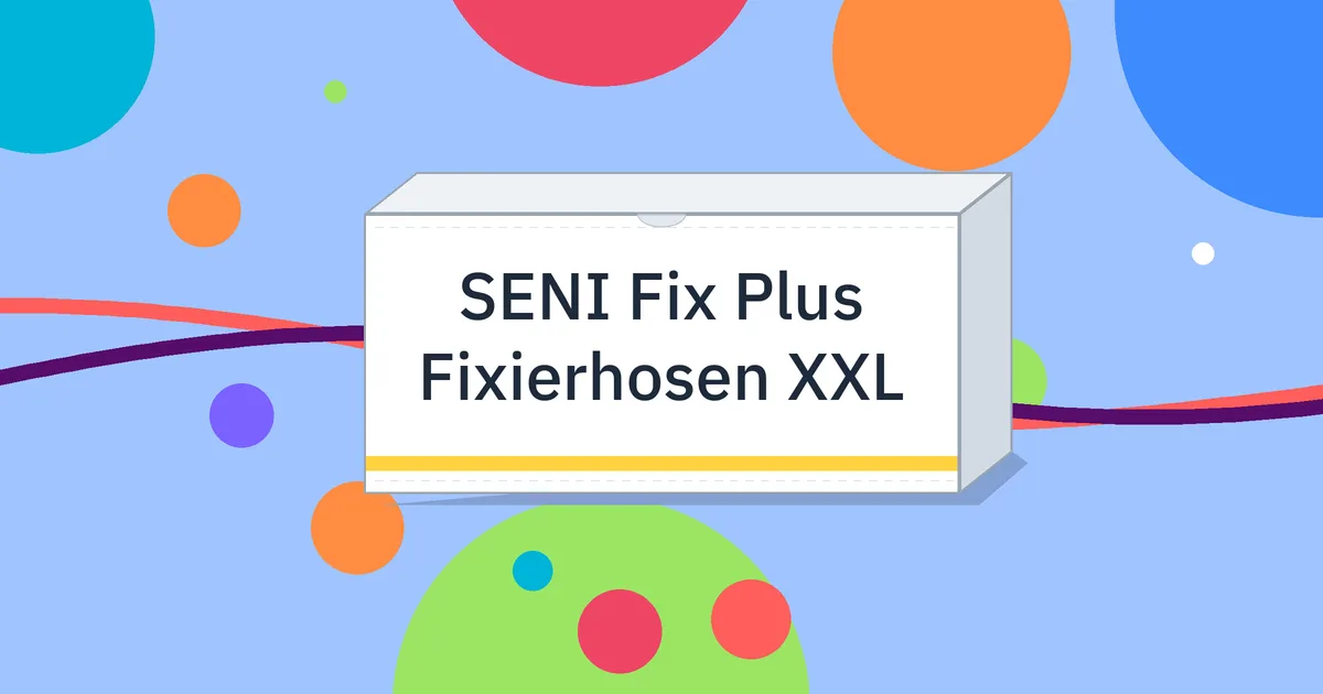 Symbolbild: Packung mit der Aufschrift SENI Fix Plus Fixierhosen XXL (PZN 20346841) – Verfügbarkeit und Bezug in Apotheken in Frankfurt am Main