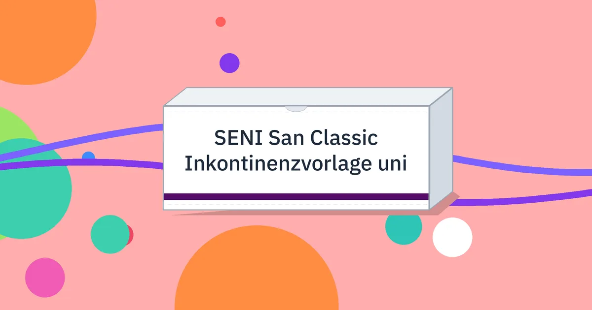 Symbolbild: Packung mit der Aufschrift SENI San Classic Inkontinenzvorlage uni (PZN 18012305) – Verfügbarkeit und Bezug in Apotheken in Frankfurt am Main